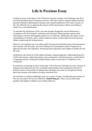 Life Is Precious Essay | PDF