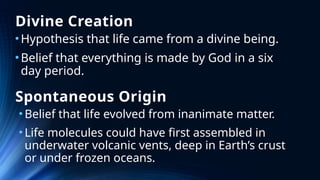 Earth and life Science - Life and its Beginnings | PPTX