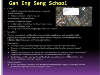 Life & key contributions in Singapore - Gan Eng Seng (Updated) | PPT