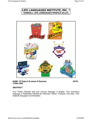 Life Languages Profile 031809 Jd | PDF
