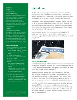 CenturyLink - Life Lock Call Center Case Study | PDF