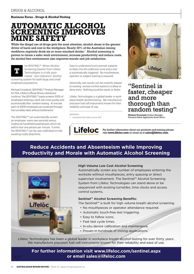 Automatic Alcohol Screening Improves Mines Safety | PDF