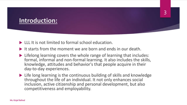 Life long learning.pptx | Adult Education | Education