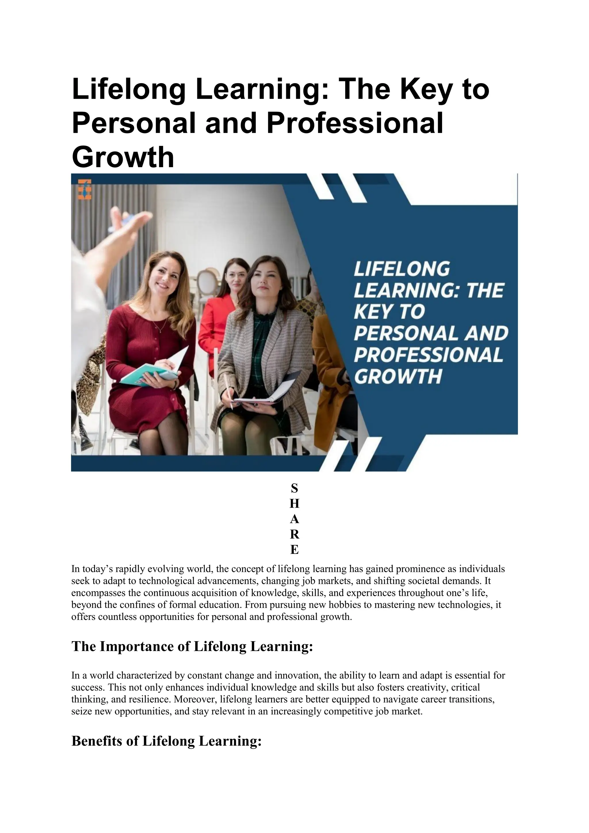 Lifelong Learning: The Key to Personal and Professional Growth | PDF