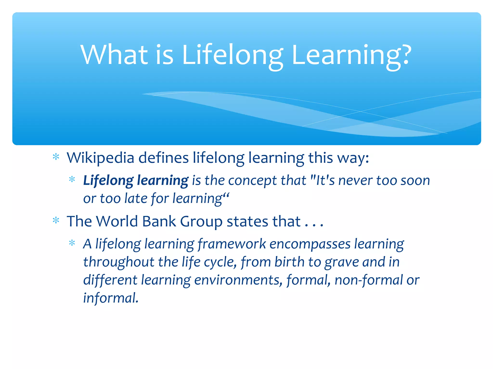 Lifelong learning and Educational Systems | PPT