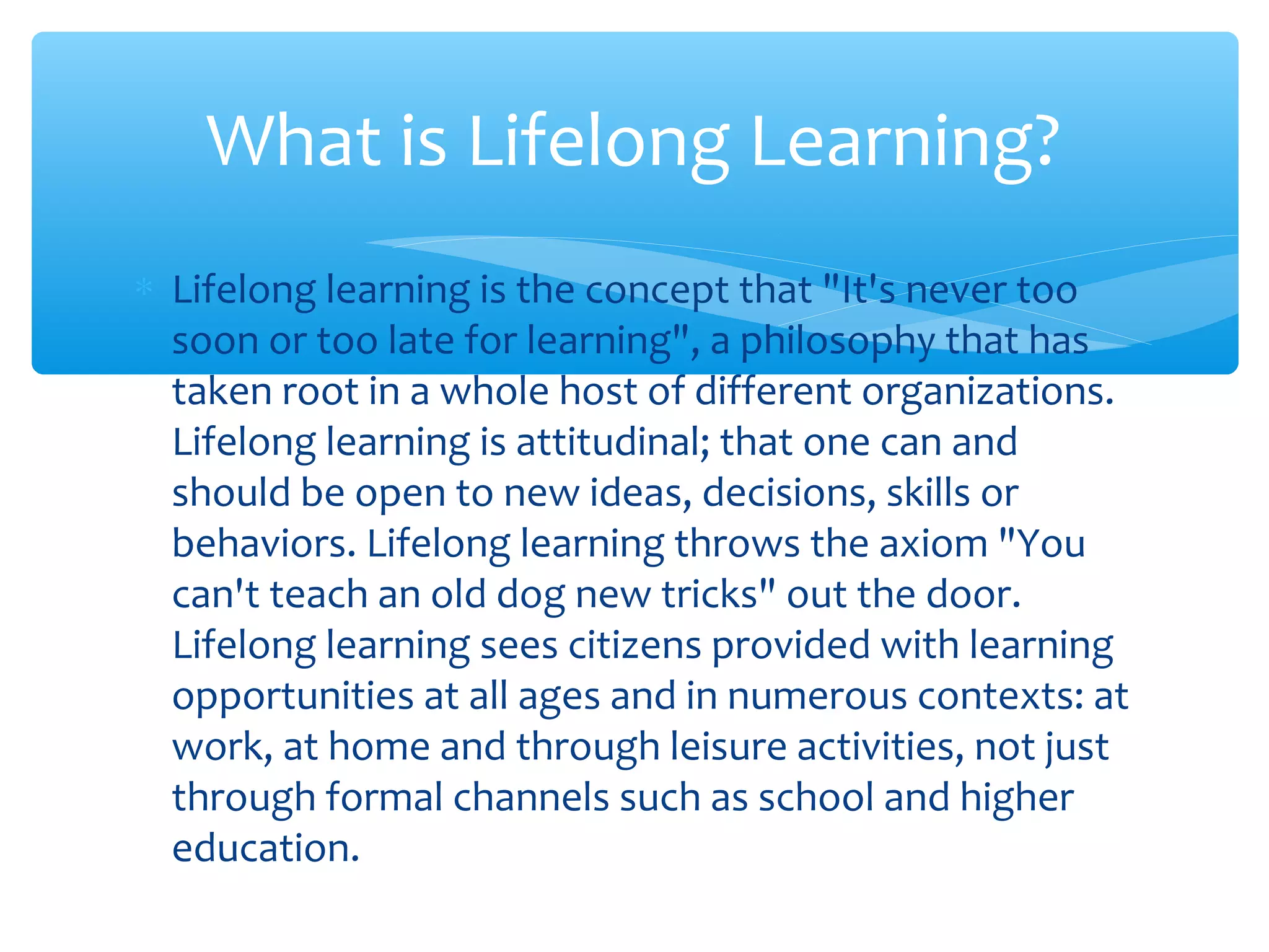 Lifelong learning and Educational Systems | PPT
