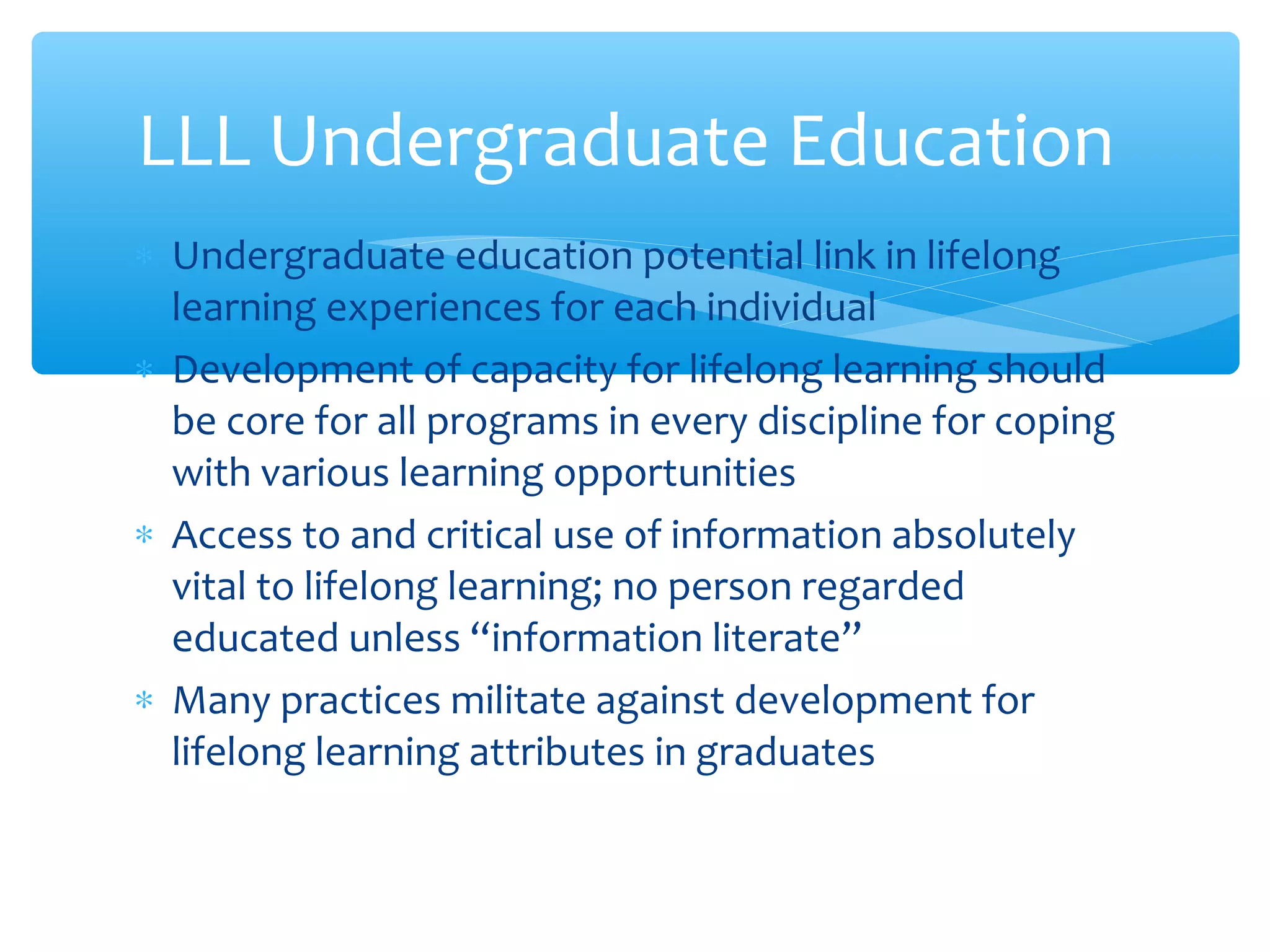 Lifelong learning and Educational Systems | PPT