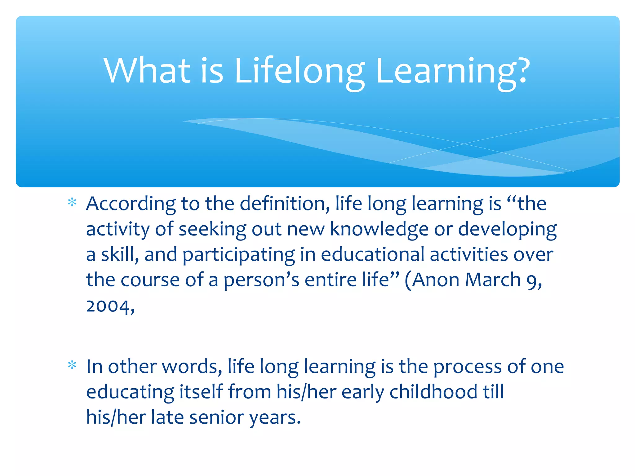 Lifelong learning and Educational Systems | PPT