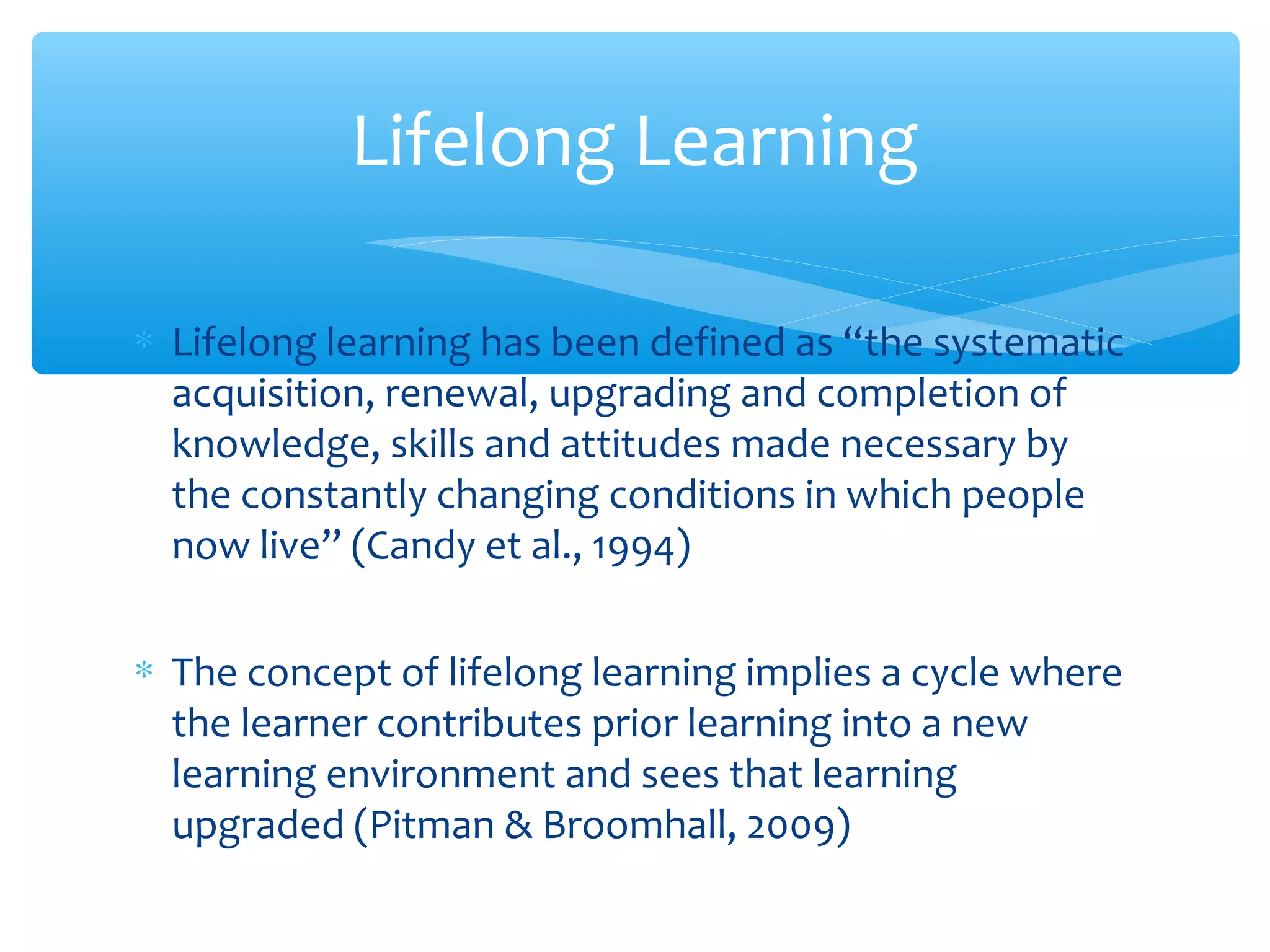 Lifelong learning and Educational Systems | PPT
