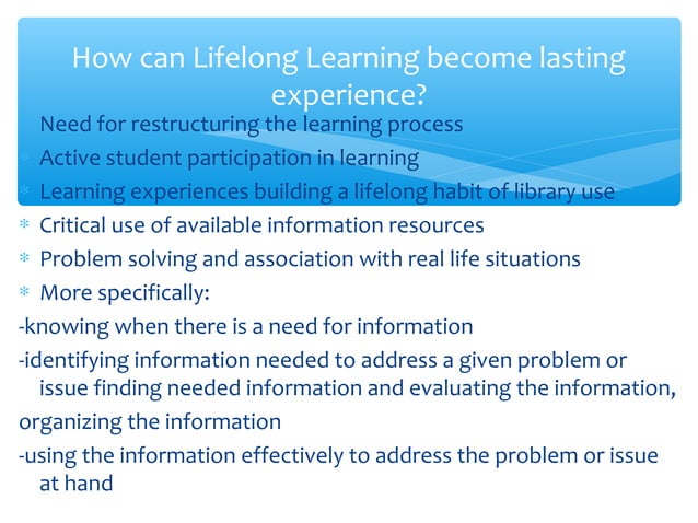 Lifelong learning and Educational Systems | PPT