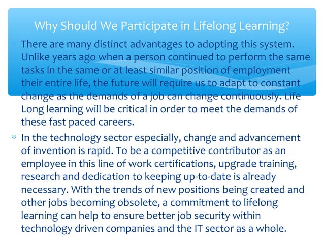 Lifelong learning and Educational Systems | PPT