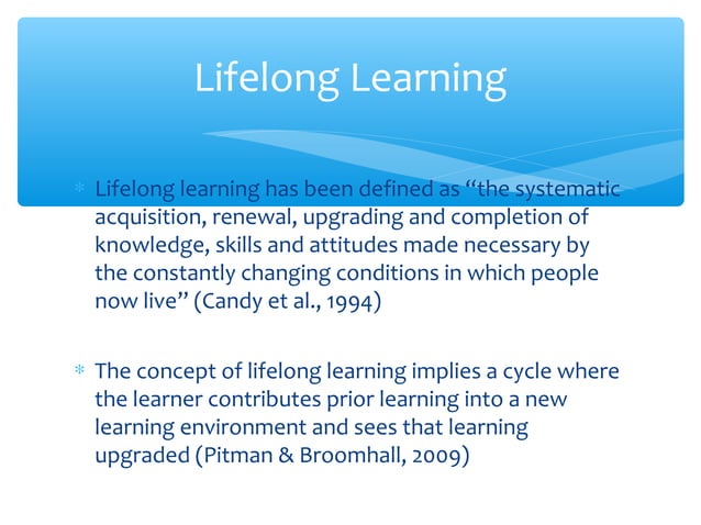 Lifelong learning and Educational Systems | PPT