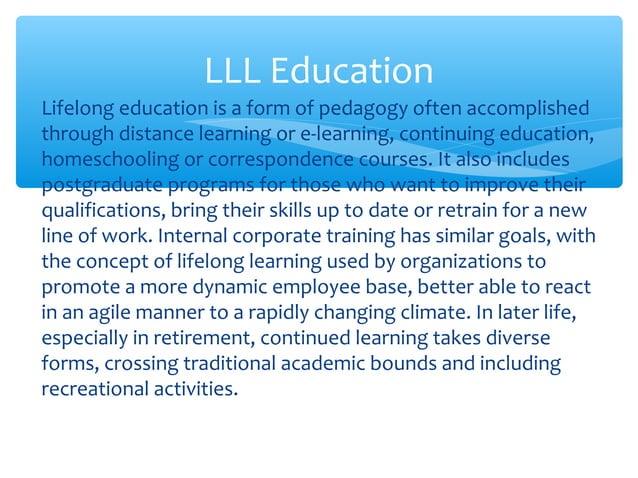 Lifelong learning and Educational Systems | PPT