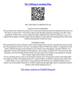 Lifelong Learning Essay | PDF