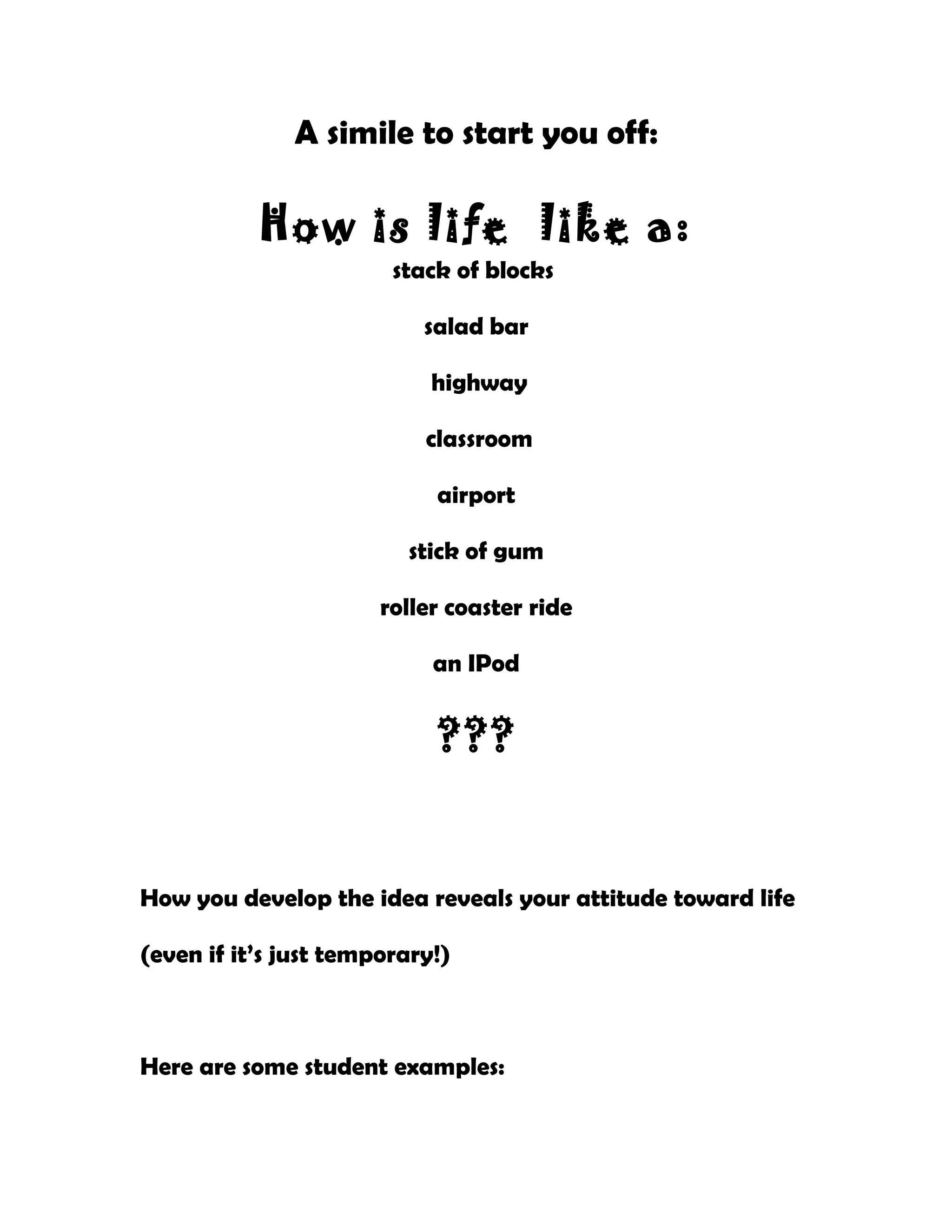 Metaphors Examples For Life