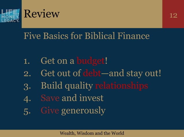 Life, Money, Legacy - Session 5 | PPT