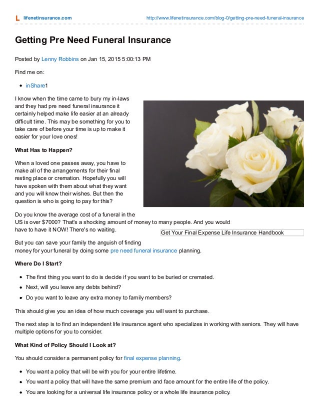 Getting Pre Need Funeral Insurance