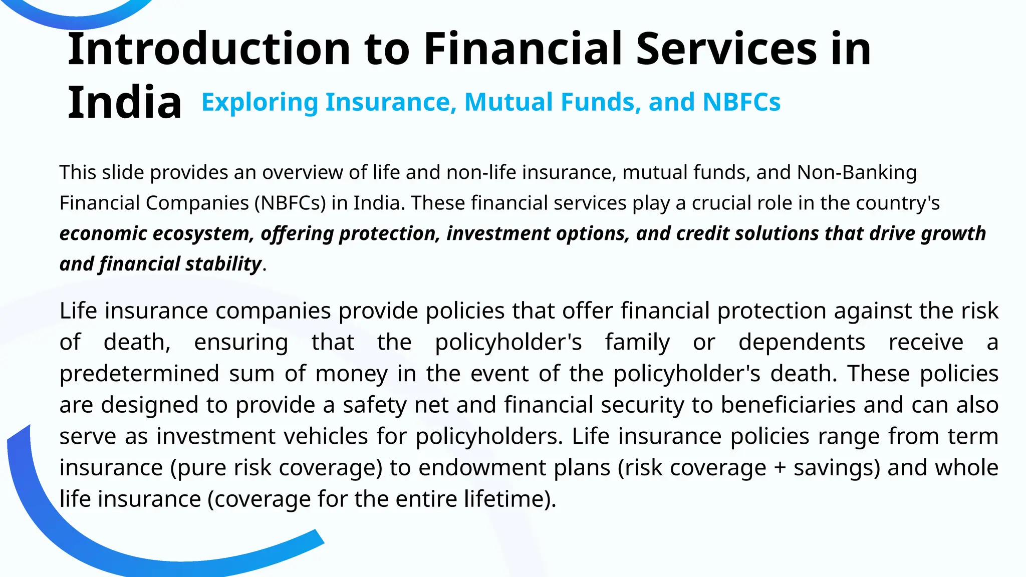 Life _ non life insurance, Mutual funds and NBFC's in India.pptx