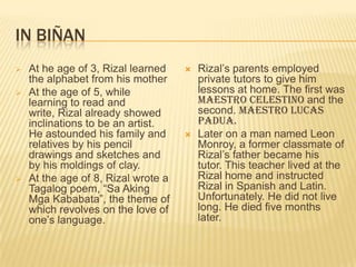 Rizal's life by Cabsag Naisy BSED3 | PPTX