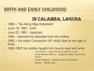 Rizal's life by Cabsag Naisy BSED3 | PPTX