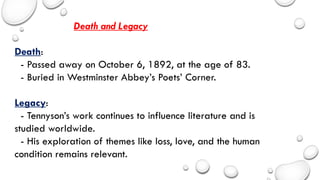 Life of Alfred Tennyson - Romantic poet | PPTX