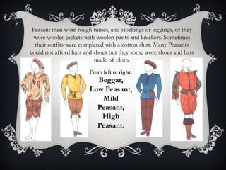 Life of Elizabethan Peasants- Food and Dress | PPTX