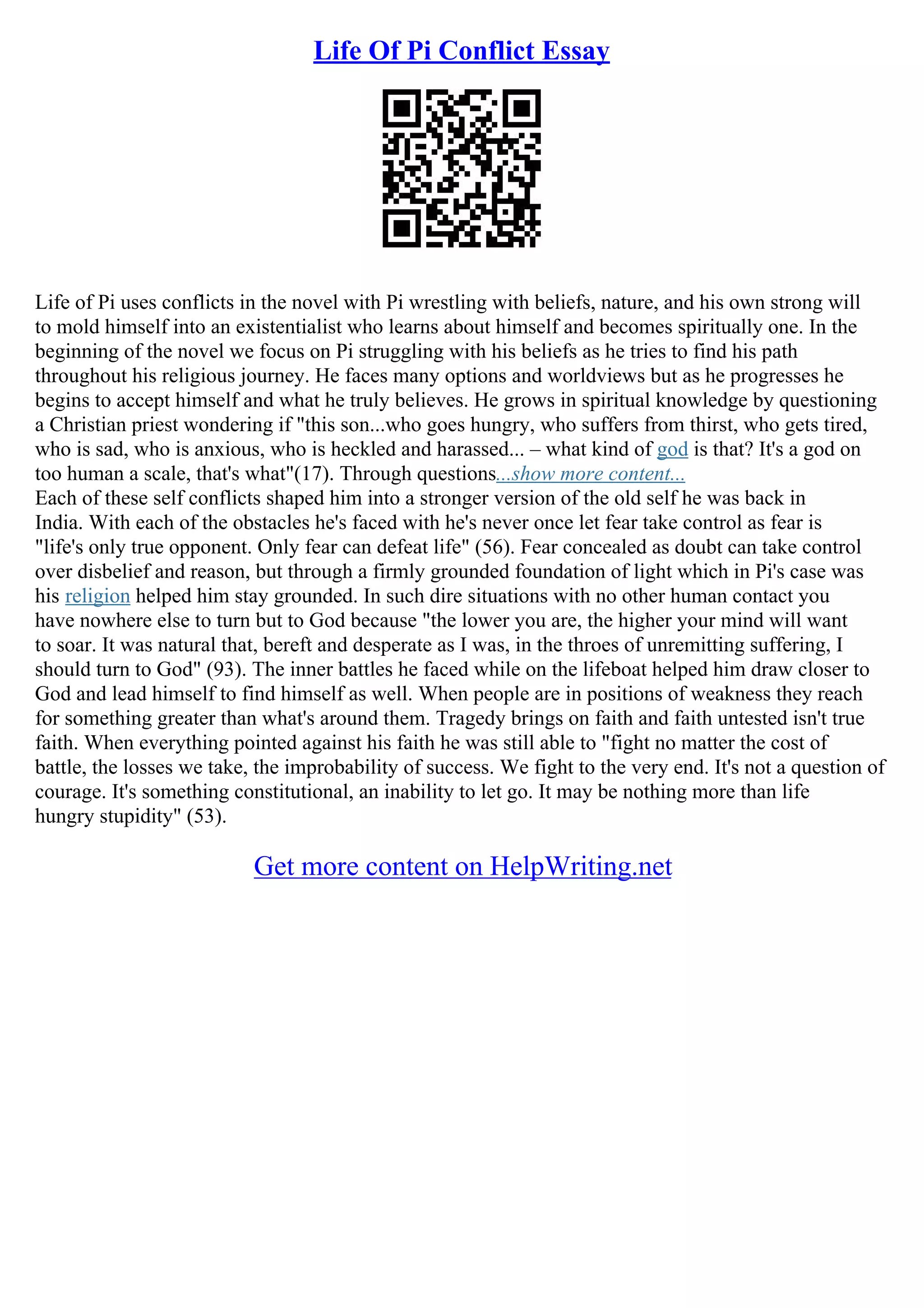 Life Of Pi Analysis Essay | PDF