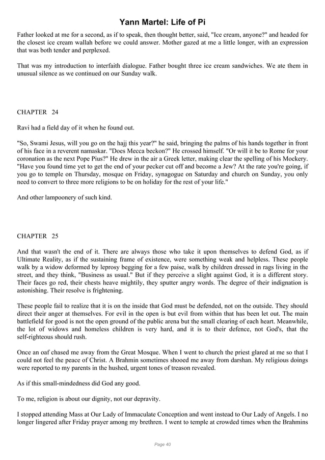 Life of Pi, story written by Yann Martel | PDF | Free Download