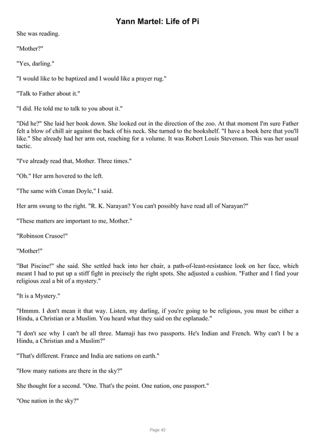 Life of Pi, story written by Yann Martel | PDF | Free Download
