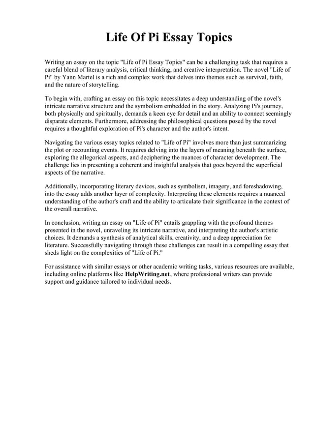 Life Of Pi Essay Topics.pdf | Fiction | Books and Literature