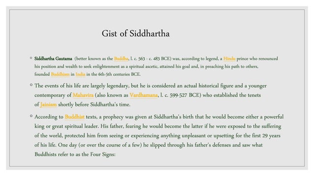 Life of siddhartha from birth to death | PPTX