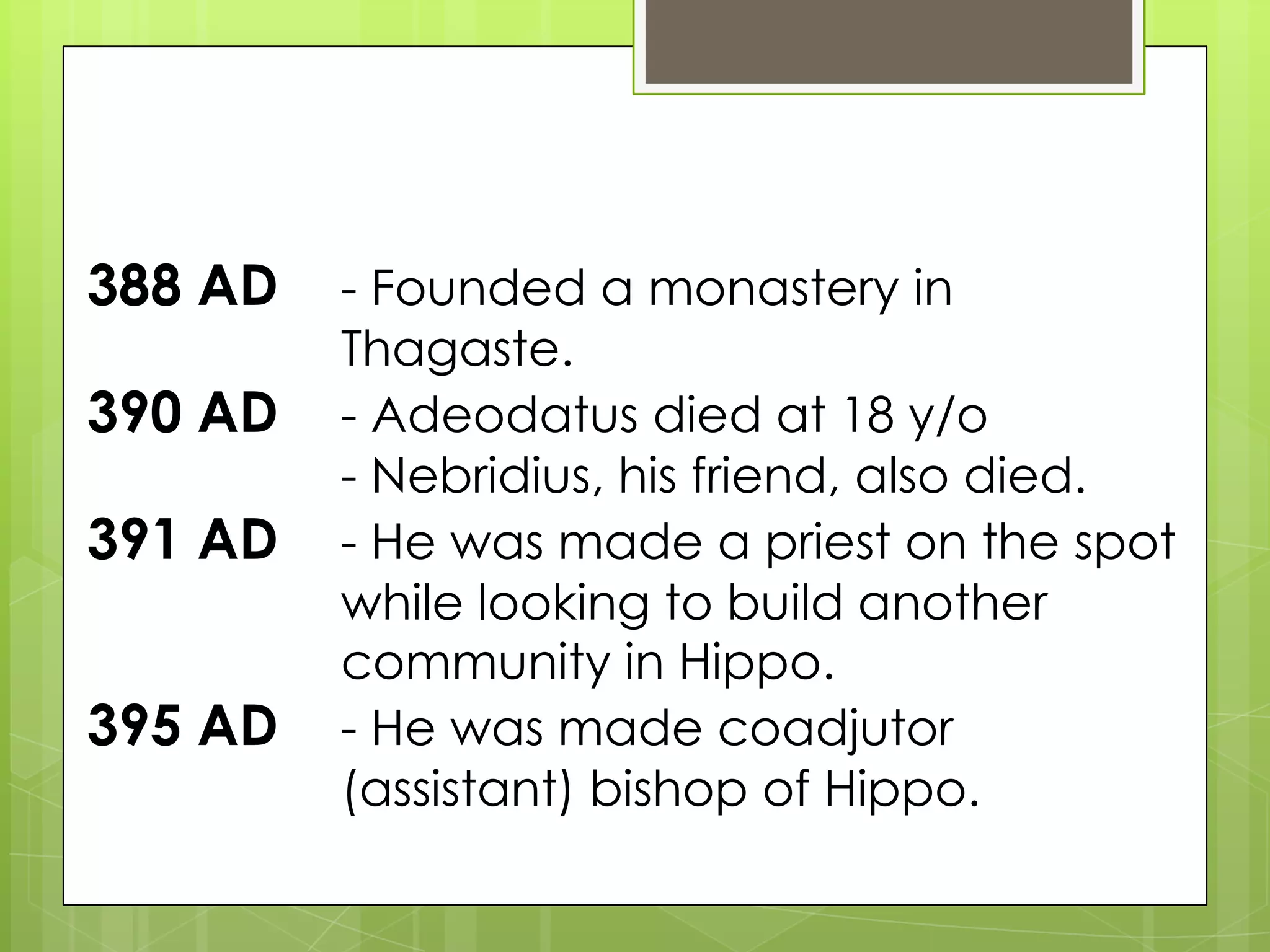 Life of St. Augustine of Hippo | PPTX