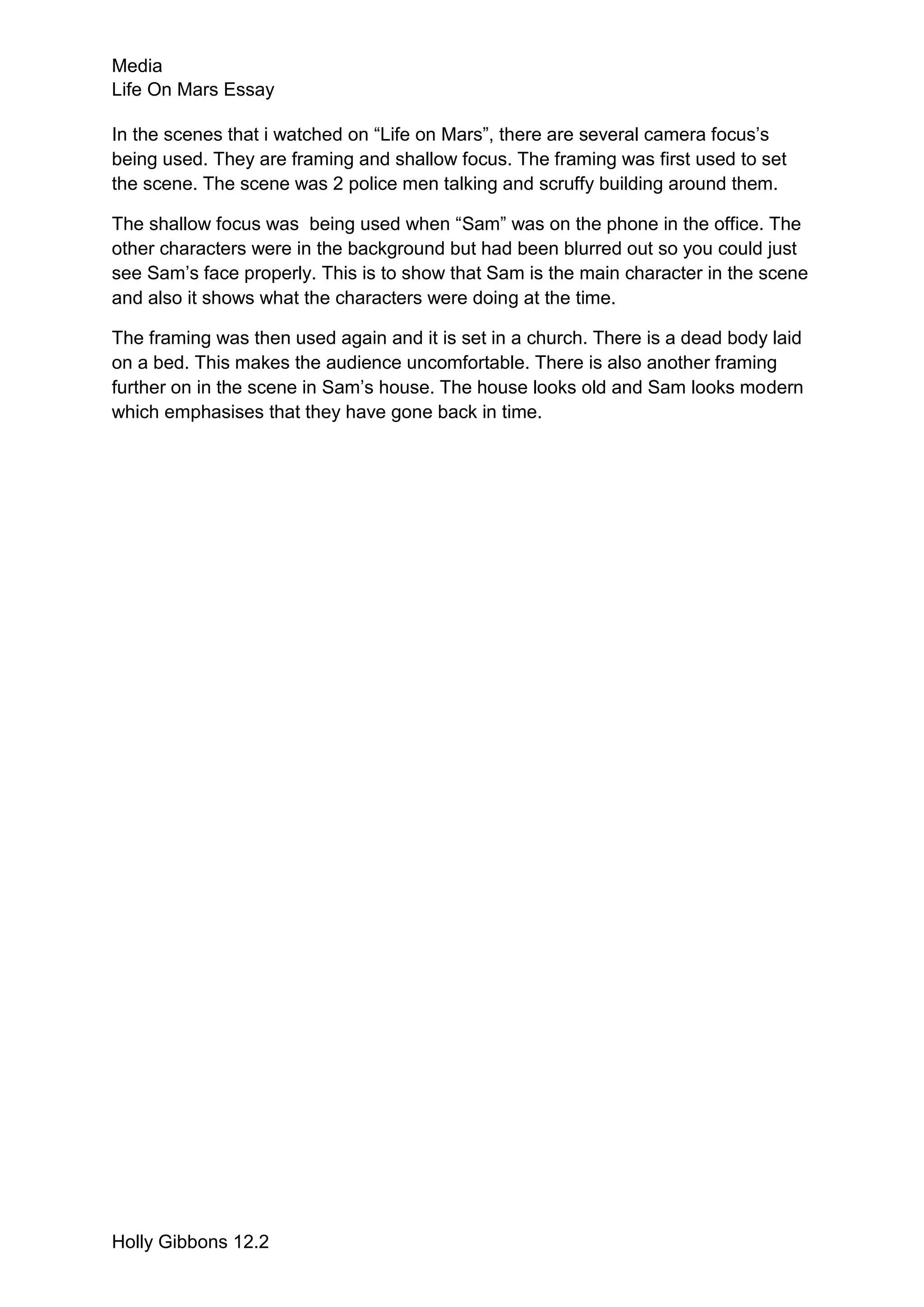 Life On Mars Essay | DOCX