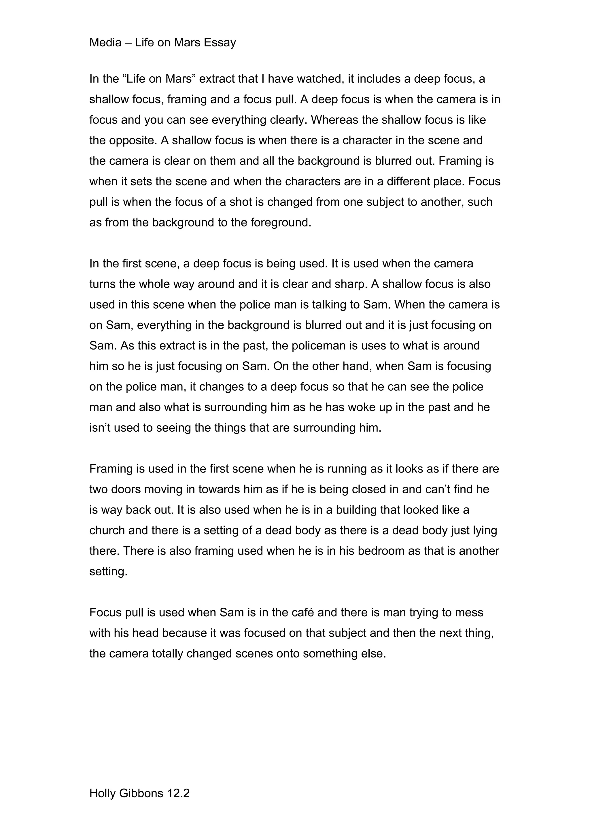 Life On Mars Essay | DOC