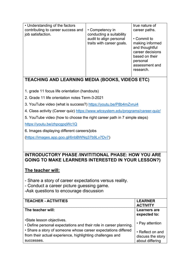 Life orientation 2024 Sept WIL-lesson plan (1).pdf | Free Download