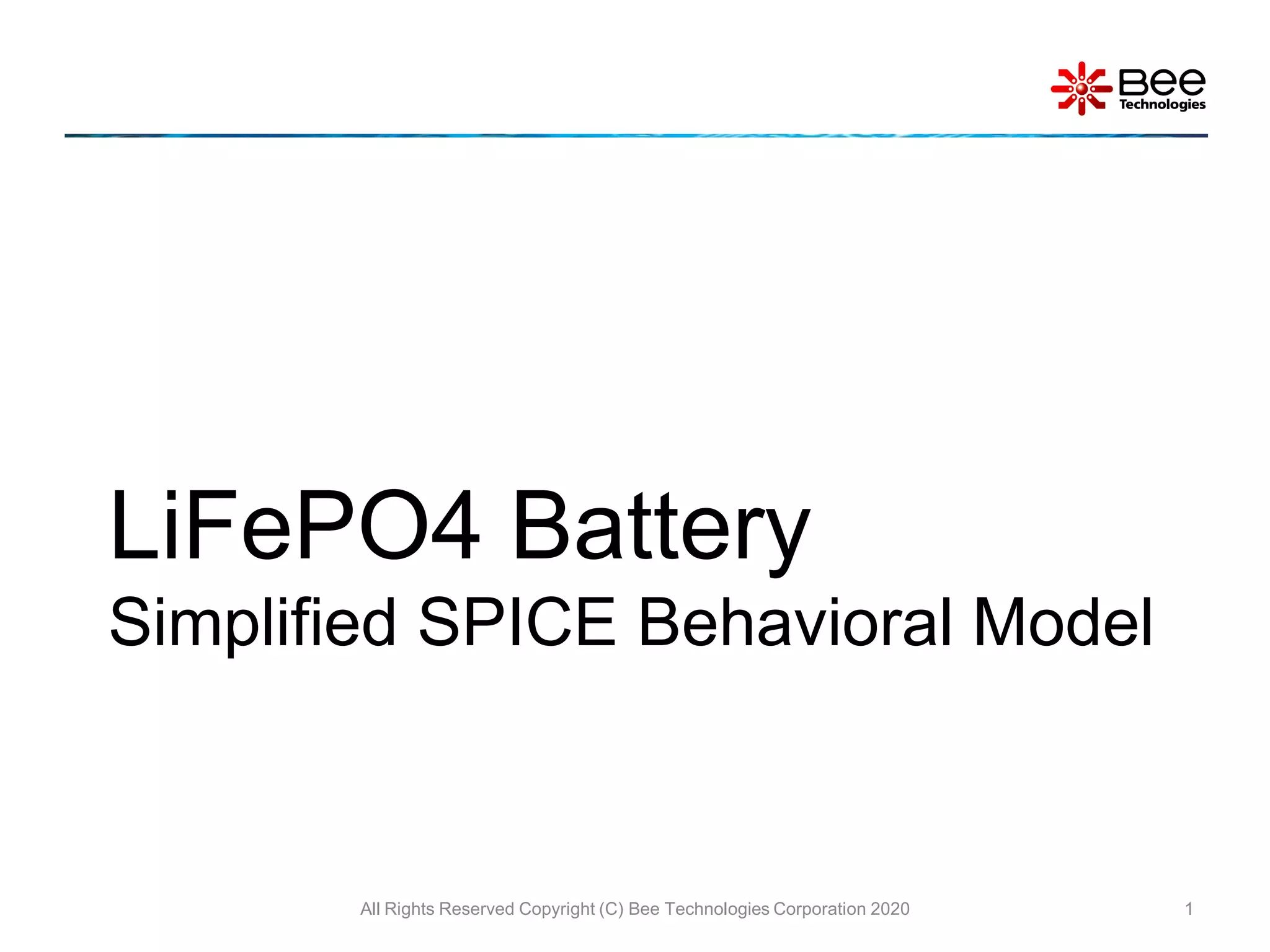 LiFePO4 Battery Simplified SPICE Behavioral Model(PSpice Version) | PPT