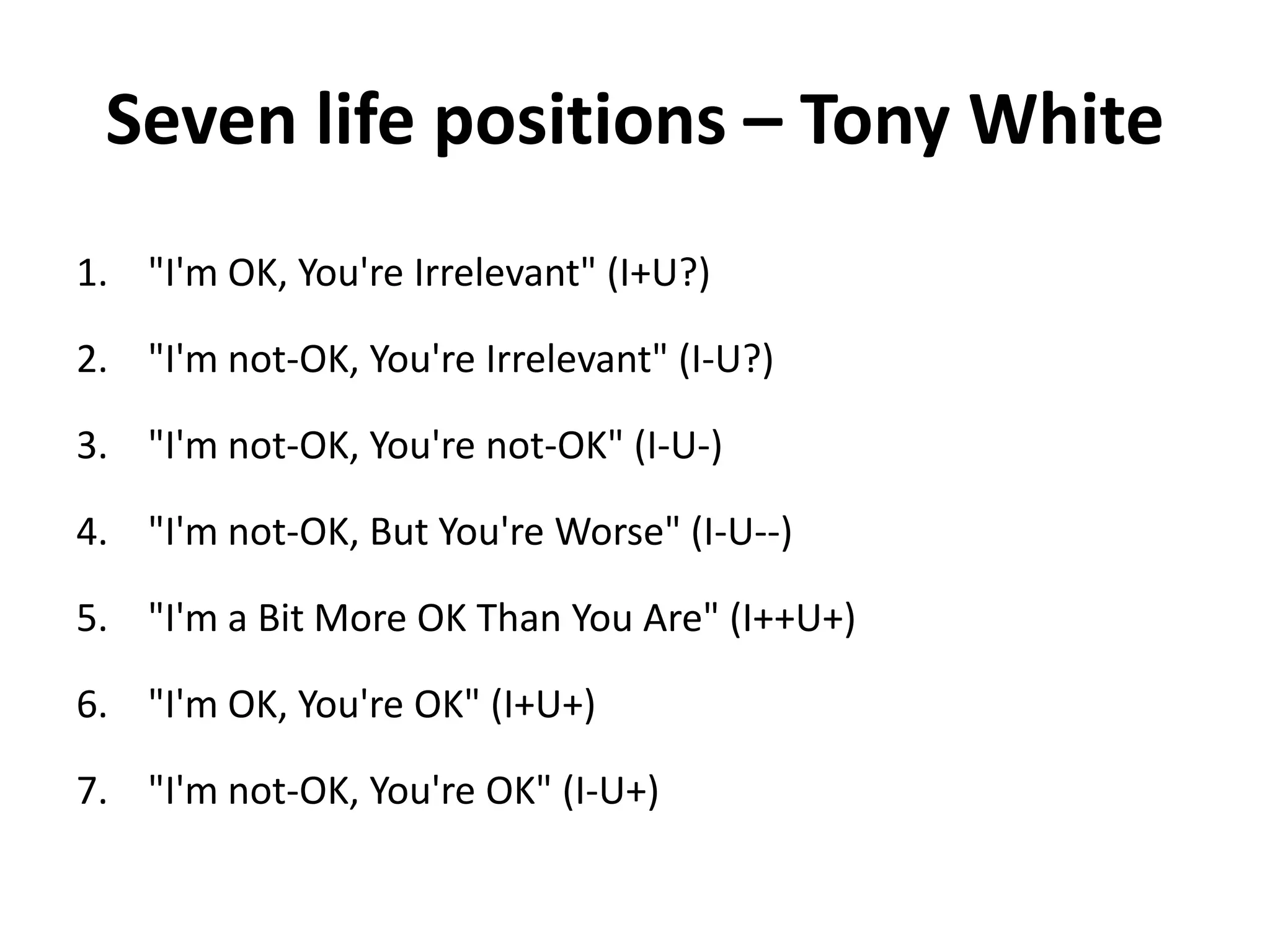 Life position - Transactional Analysis | PPTX