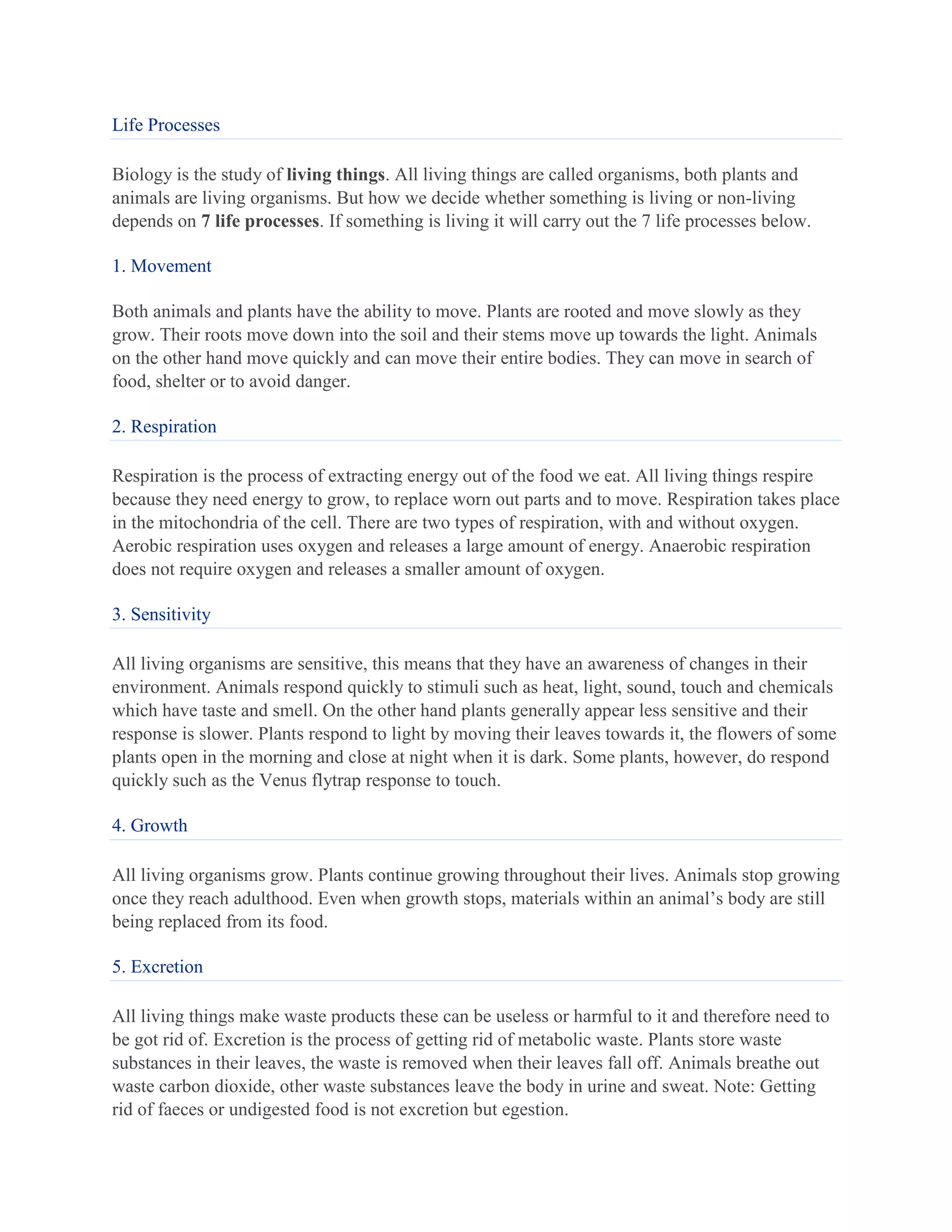 Life processes | DOCX