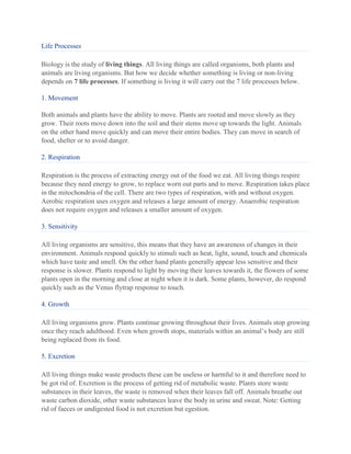 Life processes | PDF