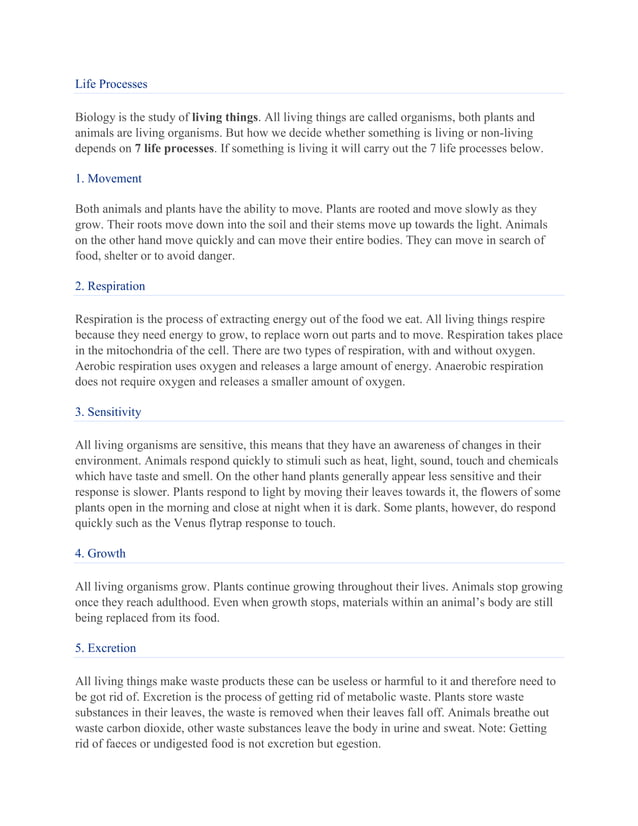 Life processes | PDF