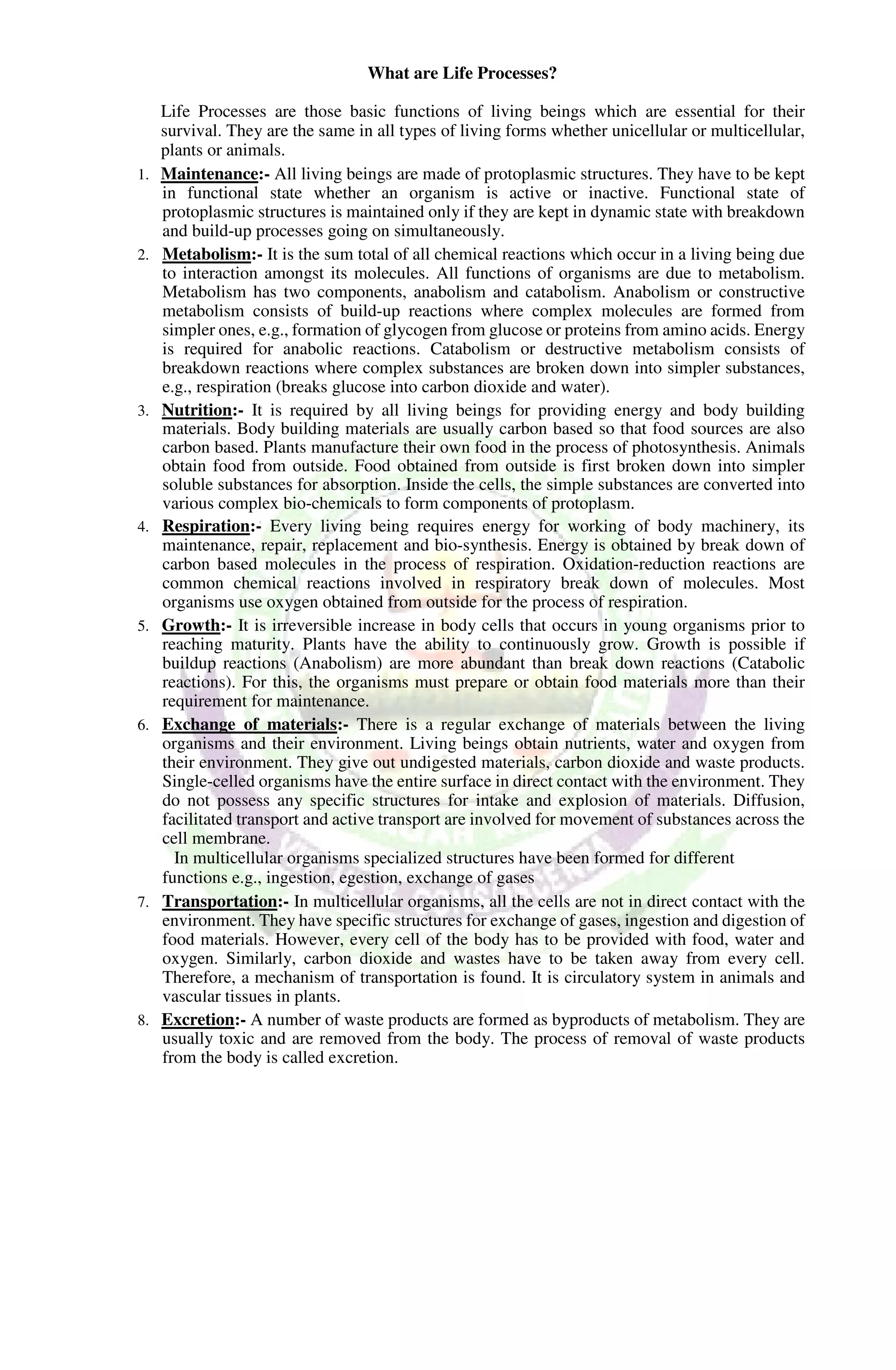 Life processes | PDF