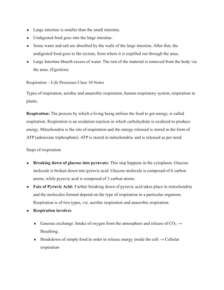 Life processes notes | PDF