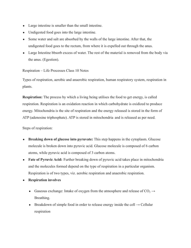 Life processes notes | PDF