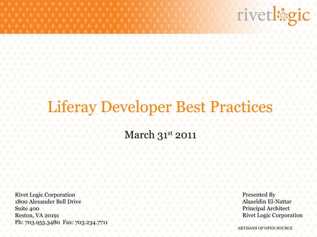 Liferay Developer Best Practices for a Successful Deployment | PPT | Internet | Computing