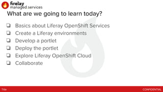 Liferay OpenShift services devcon workshop | PPT