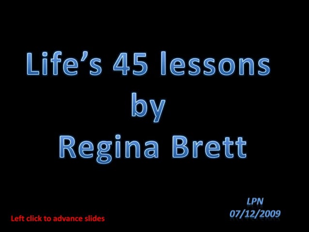 Life's 45 Lessons - Regina Brett | PPSX | Sexual Health | Diseases and ...