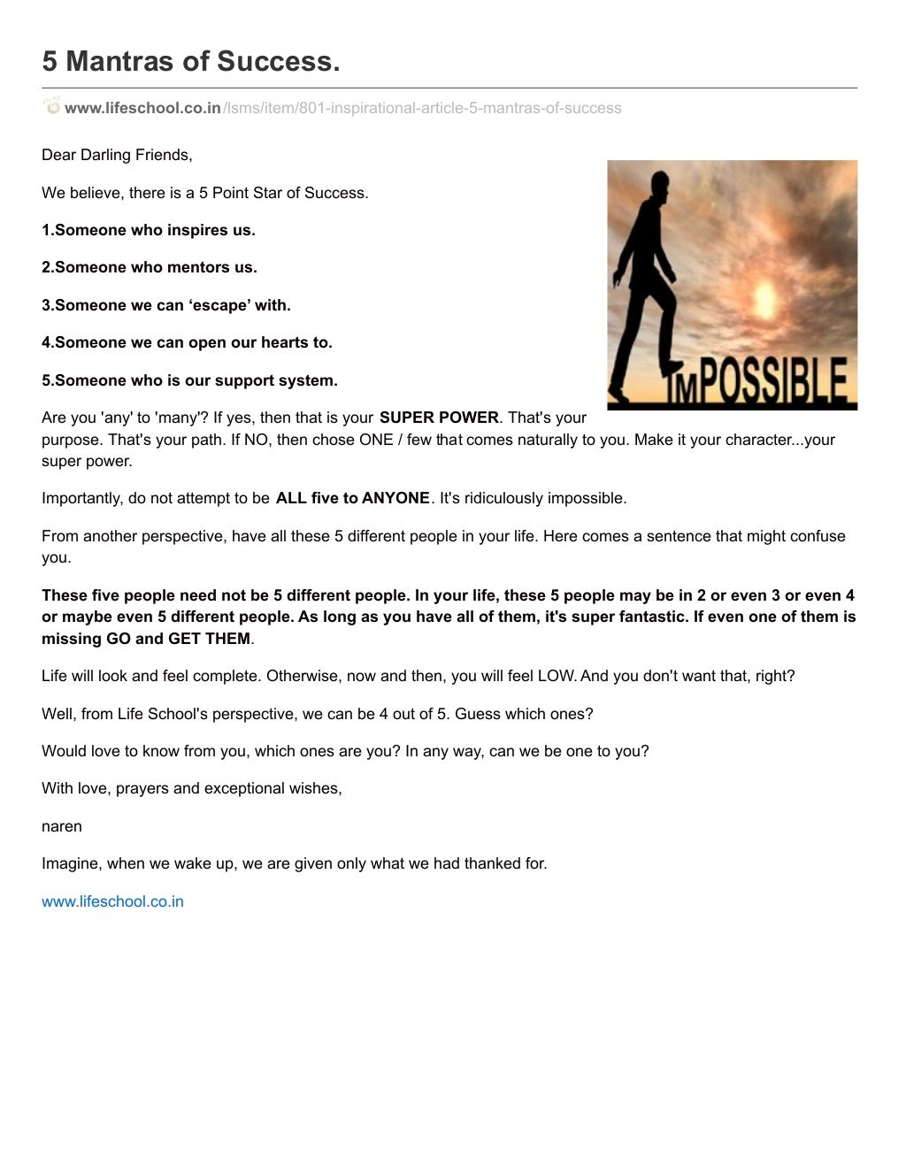 5 Mantras of Success.