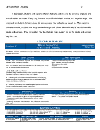 Life science lesson | DOCX | Geography | Science