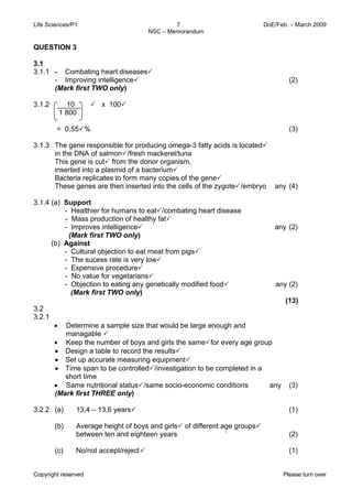 Life sciences p1 feb march 2009 memo eng | PDF