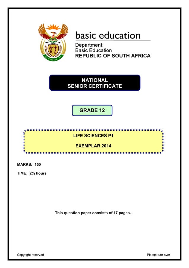 Life sciences p1 gr 12 exemplar 2014 eng (1) | PDF